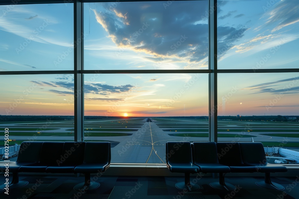 Discover the serene beauty of an empty airport observation deck, where ...