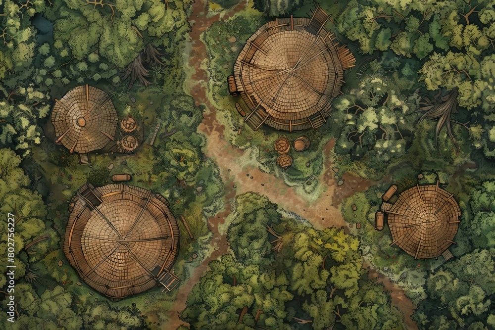 ภาพประกอบสต็อก DnD Battlemap Goblin Camp Battlemap: A detailed ...