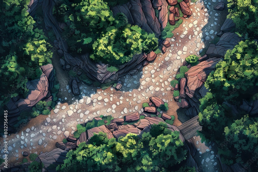 DnD Battlemap Mountain Pass Battlemap: Narrow path, rocky terrain ...