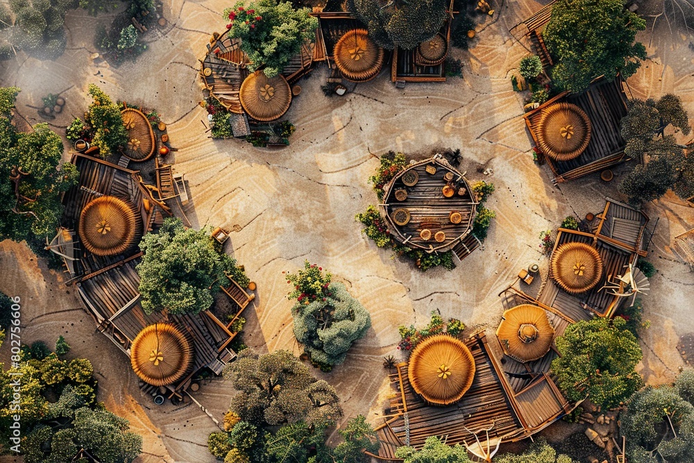 DnD Battlemap Campement nomade en style carte de bataille. ilustración ...