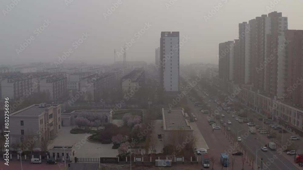 Air pollution in China. Extreme smog caused by industrial activities ...