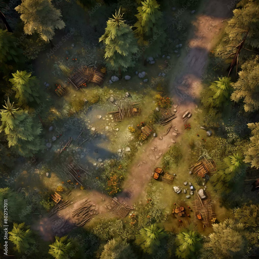 DnD Battlemap Shadowed Woods: Heroic Fantasy RPG character navigating ...