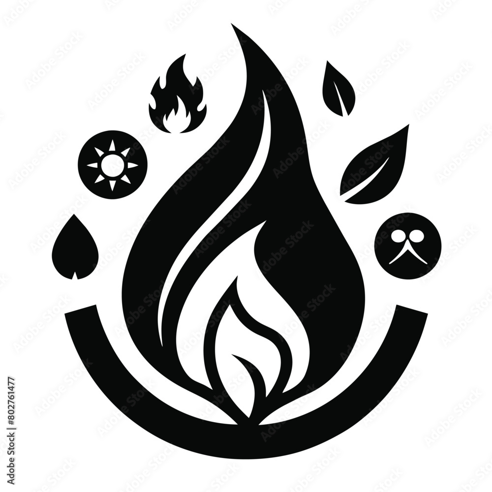 Solid color Fire flame nature logo and symbols icons template vector ...