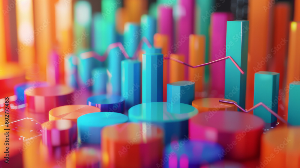 Big data analytics report. Infographic with graph and chart on abstract ...