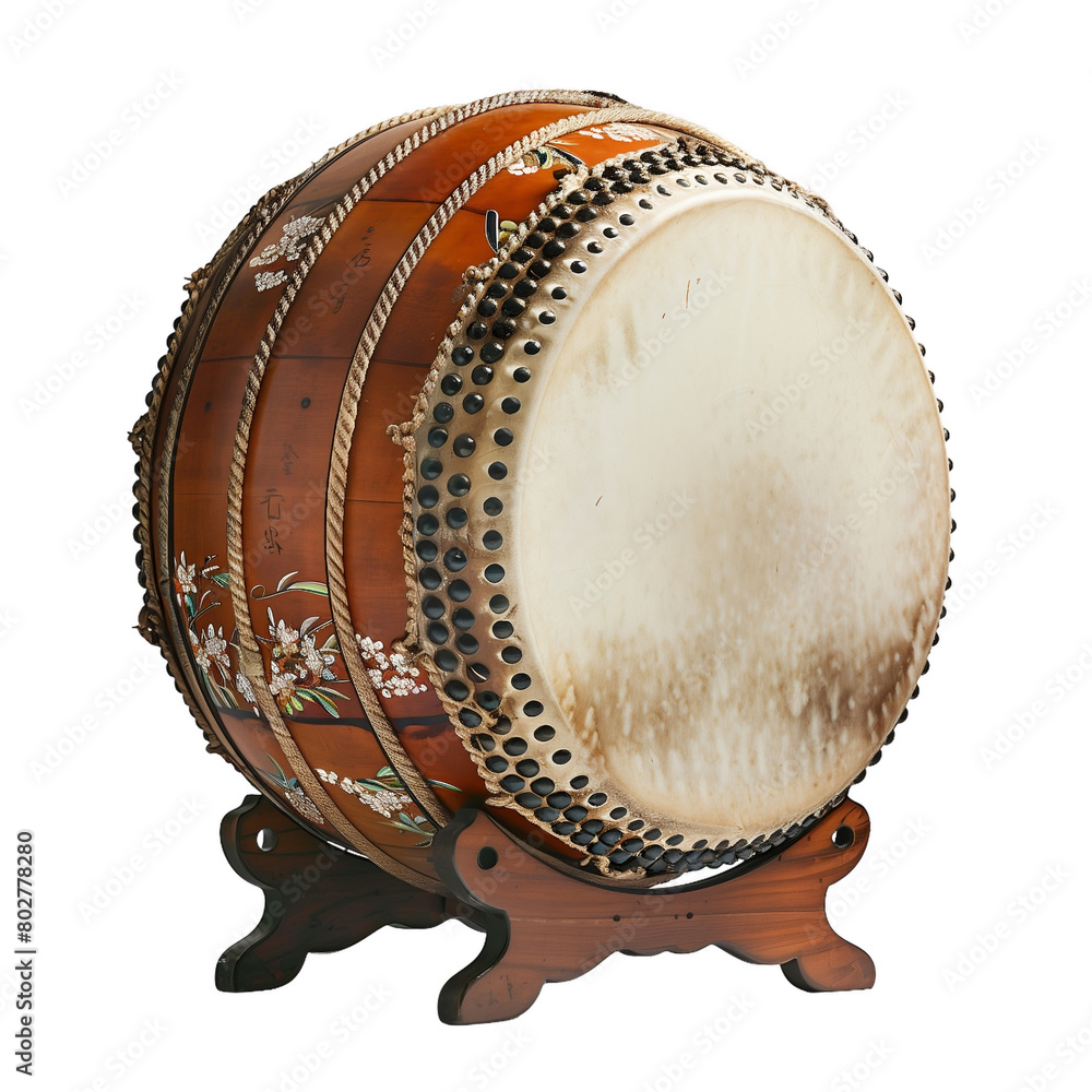 Traditional taiko drum on transparent background. Religious and musical ...