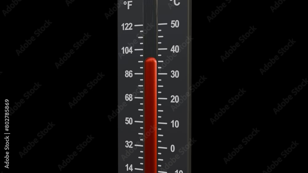 Thermometer showing temperature measurement on transparent background ...
