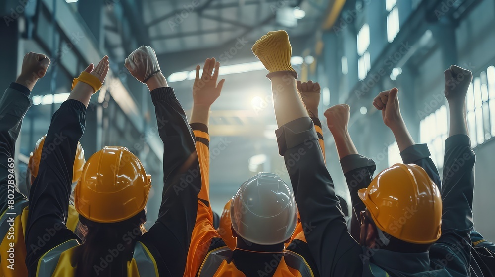 A dynamic shot showcasing a group of mechanical engineers in a ...