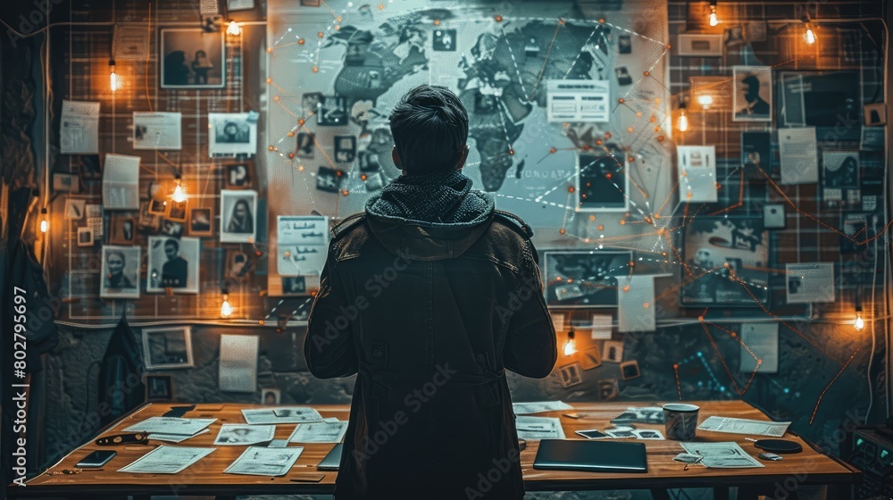 Cyber investigation framework, a photo of a modified detective board ...