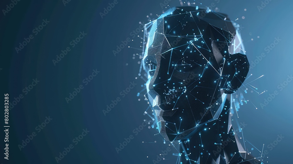 An abstract composition depicting a robot with artificial intelligence ...