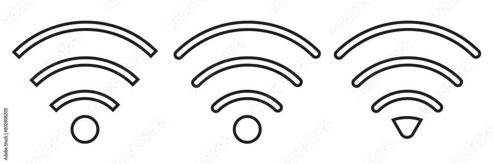 Radio tower icon set. Internet and mobile connection. Linear style ...