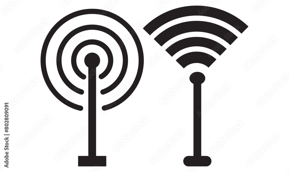 Radio tower icon set. Internet and mobile connection. Linear style ...