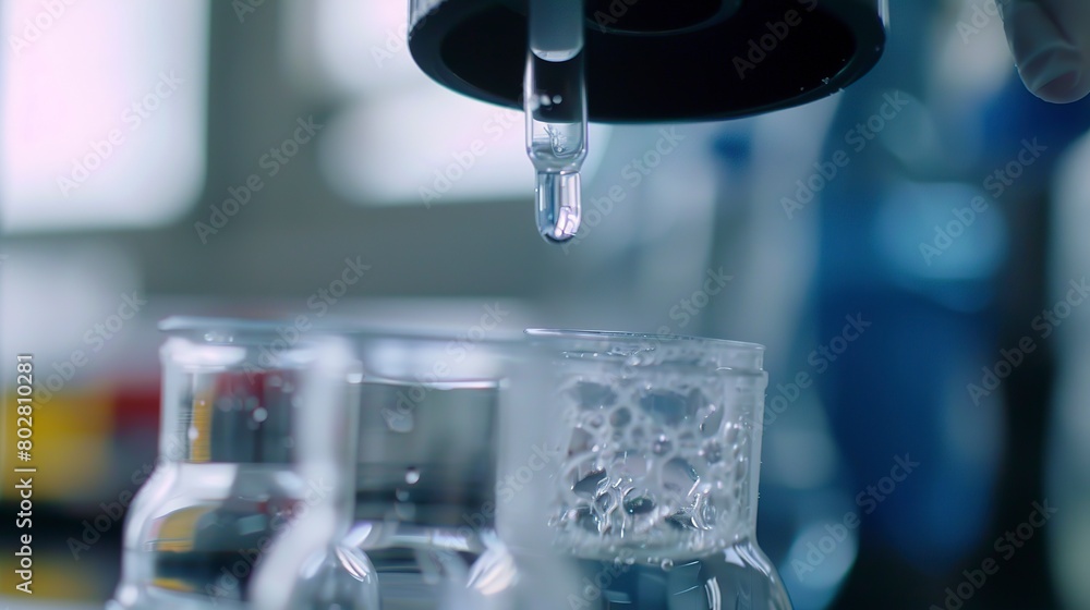 Water quality testing, close-up of a sample being collected, detailed ...