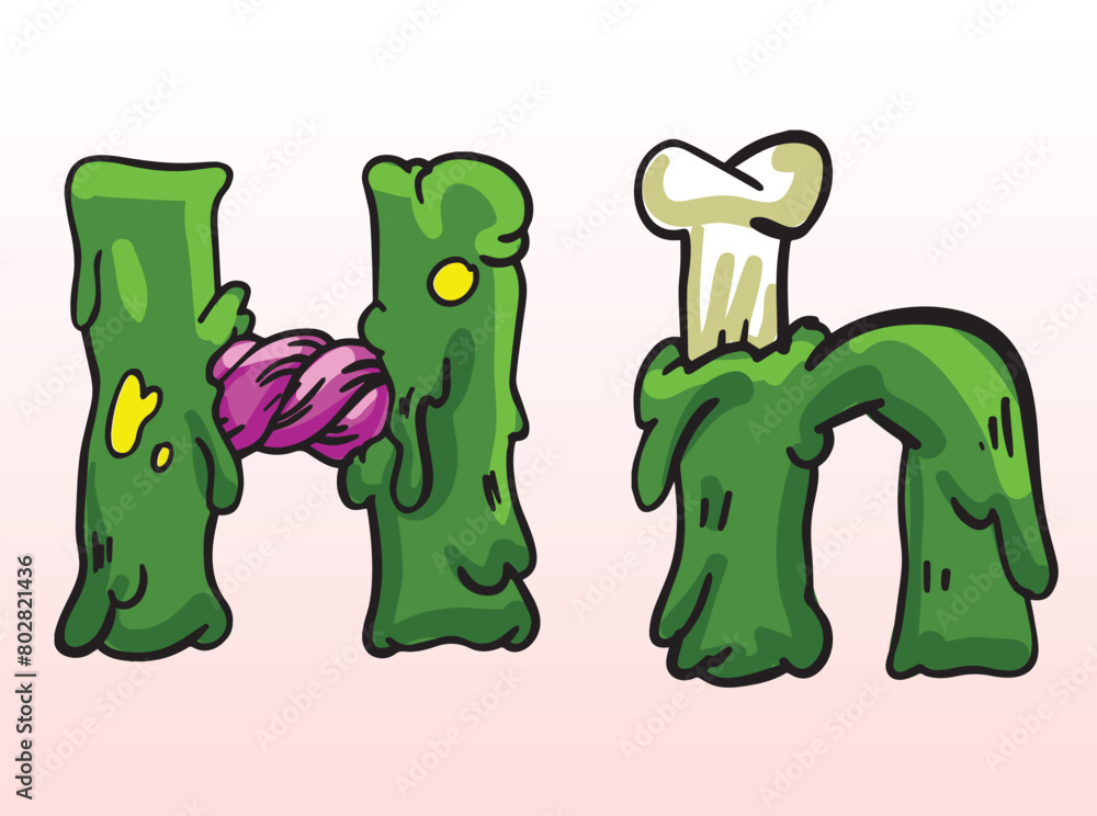 Zombie Font Uppercase Lowercase Letter H Stock Vector | Adobe Stock