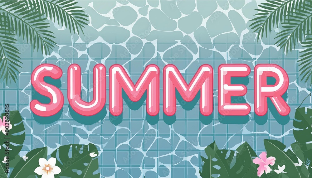 the word "SUMMER" in bold, pink letters against a background that ...