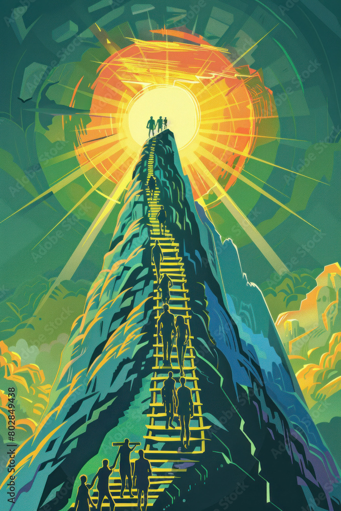 Figure Climbing Staircase Illustration., the Ascension of Christ, the ...