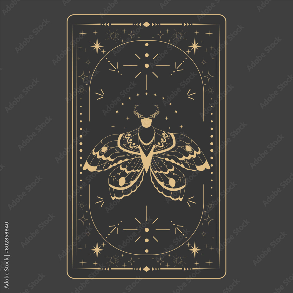 Tarot reverce border magic sacred cover card frame gold line border ...