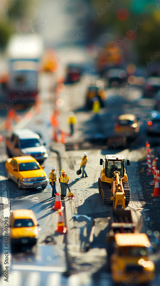 miniature representation of a road construction as a concept of road ...