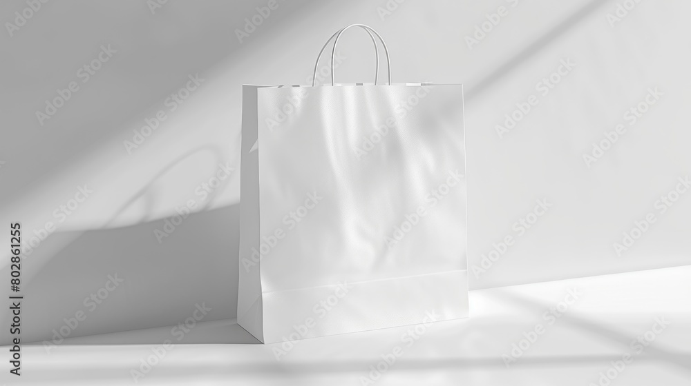 Blank white paper bag bag mockup template for label, with soft lighting ...