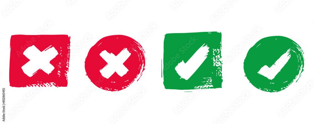 Tick, Check mark and cross-mark 3 on a white background, vector ...