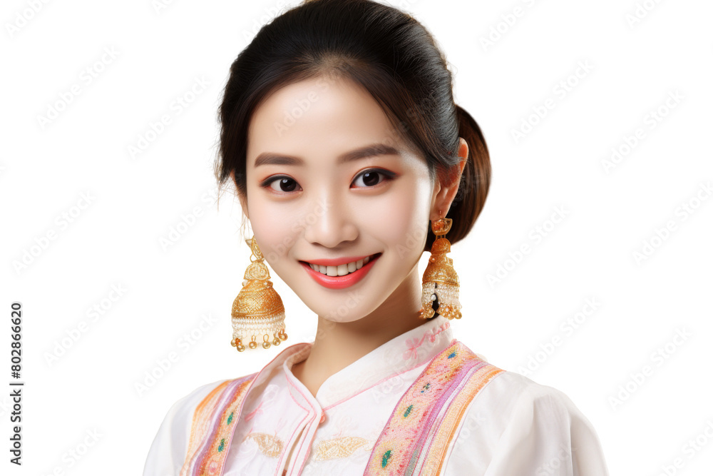 Portrait shot of Asian beautiful young woman with traditional outfit ...