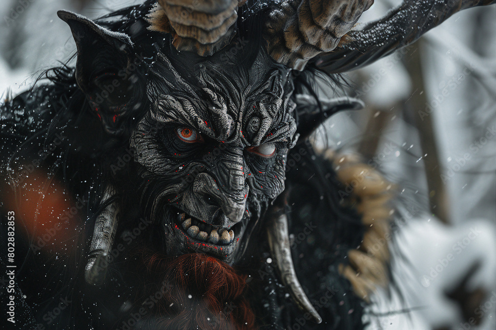 AI generated portrait of humanized demon fantasy style on dark ...