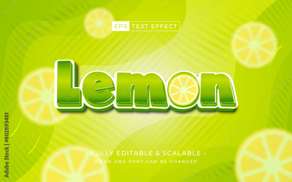 lemon editable text effect. font letter can edit. use for poster ...