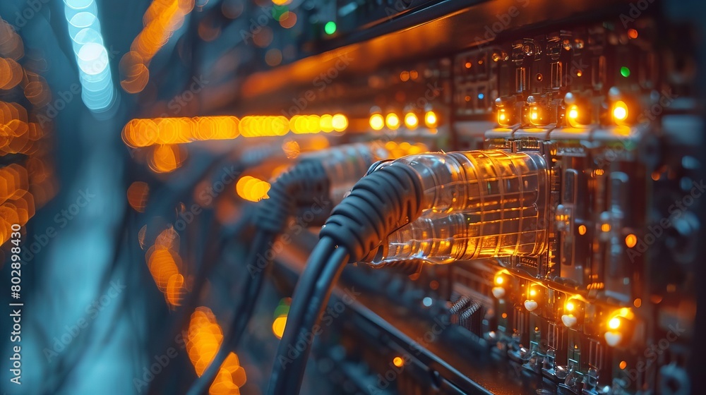 Data center connected by optic fiber cables. Stock Illustration | Adobe ...