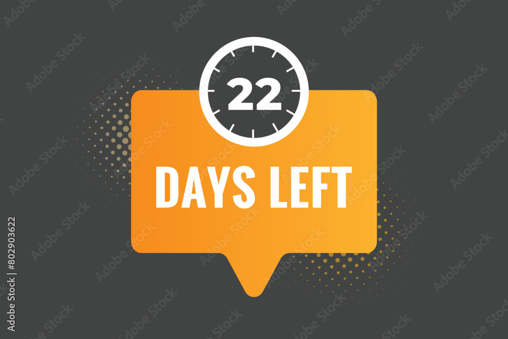 22 days to go countdown template. 22 day Countdown left days banner design. 22 Days left ...