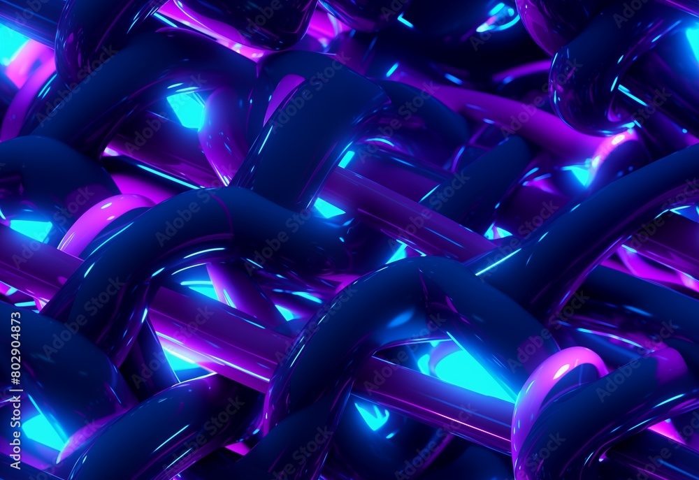 Seamless abstract background with neon glowing pipes and chains ...