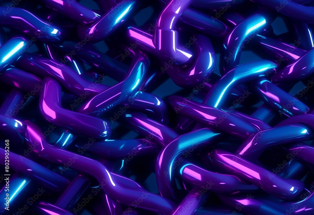 Seamless abstract background with neon glowing pipes and chains ...