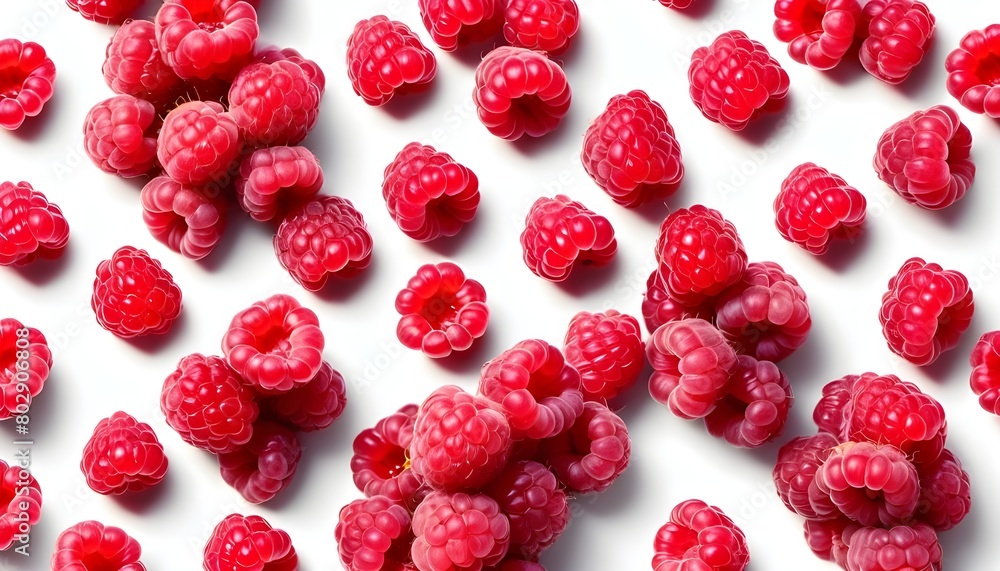 Raspberry raspberries, many angles and view side top front group pile ...