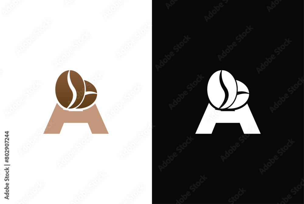 Initial Letter A Coffee Logo Template. Letter A coffee shop icon ...