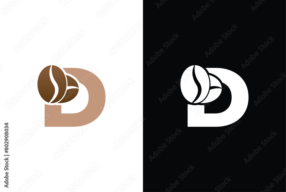 Initial Letter D Coffee Logo Template. Letter D coffee shop icon ...