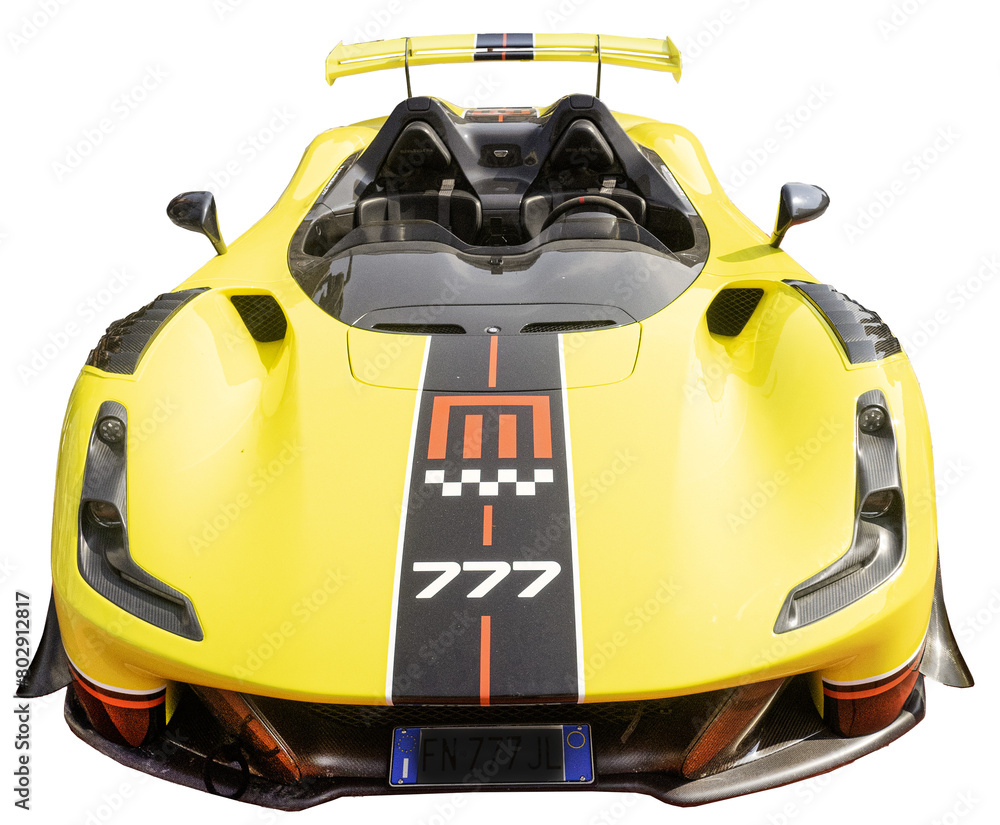 Yellow convertible 777 Hypercar, powerful track car with 730 horsepower ...