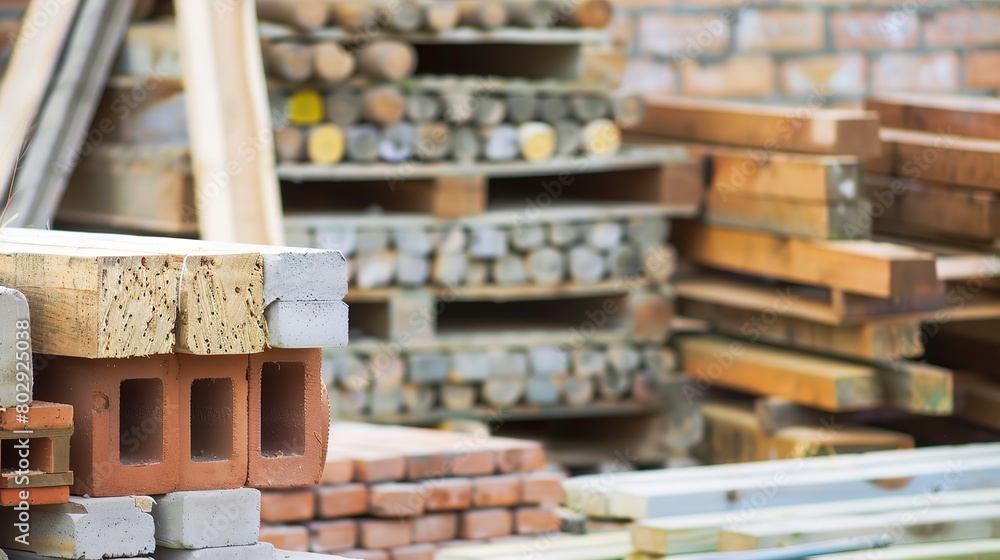 Building Materials: Images of construction materials like steel ...