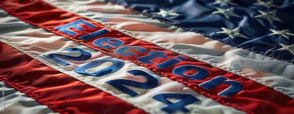 Presidential Election 2024 text on white paper over the American Flag ...