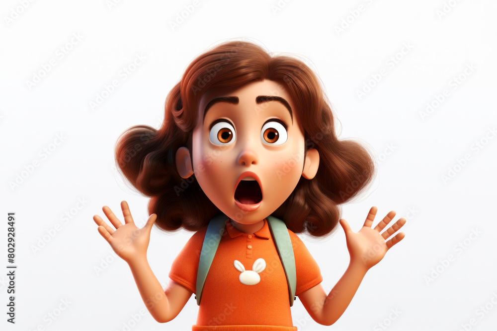 Screaming shouting shocked scared cartoon character girl teen kid child ...