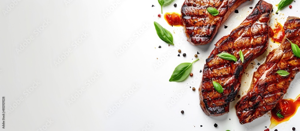 Design idea for a barbecue steak set mockup on a white background with ...
