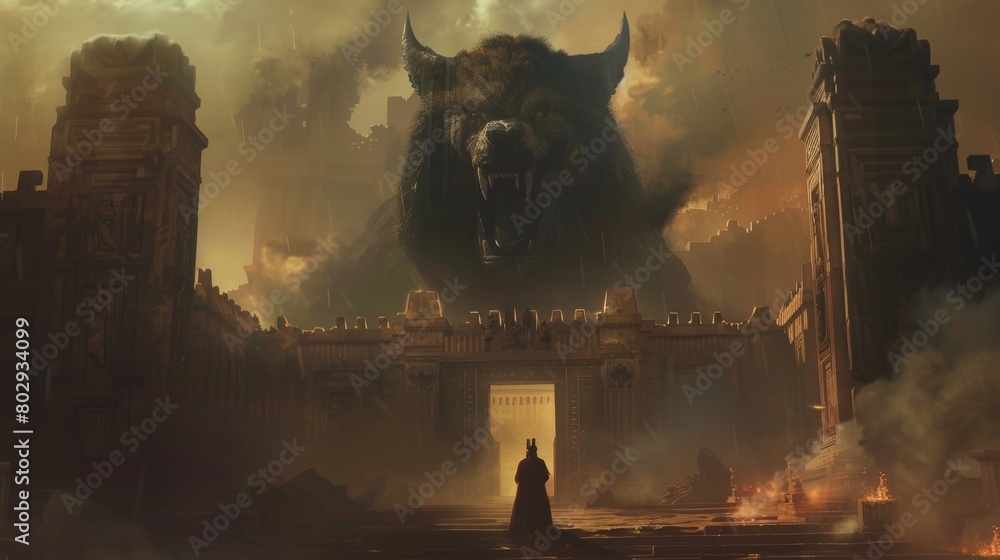 Greek mythology brought to life with the gates of Hades, where Cerberus ...