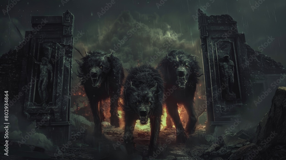 Foreboding gates of Hades as described in Greek mythology, guarded by ...