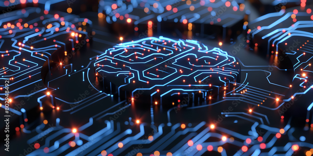 Neural circuit and electronic cyber brain in a quantum computing system, concept of artificial ...