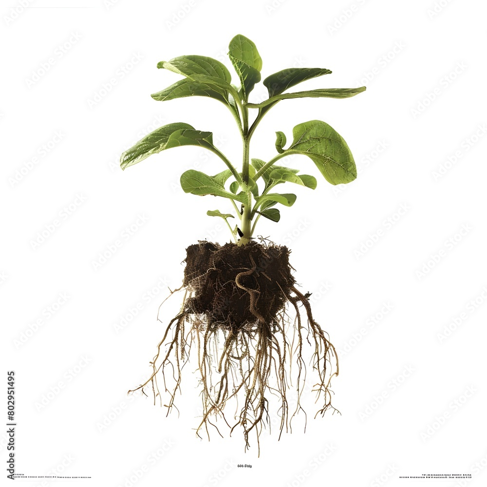 young plant with roots isolated on white background, Fascinating images ...