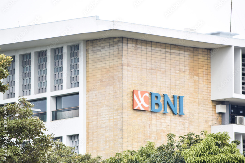 Bank Negara Indonesia building in Jakarta. BNI was founded in 1946. The ...
