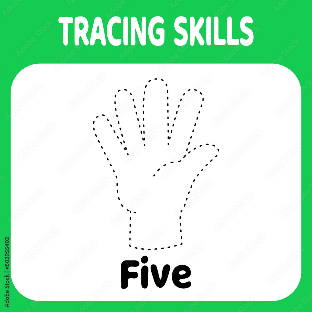 Tracing a five hand sign Stock Vector | Adobe Stock