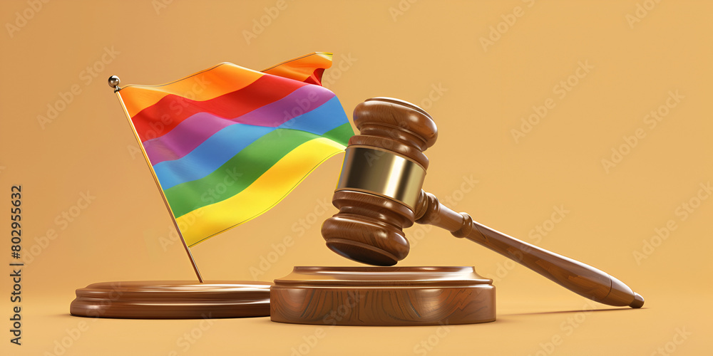 Concept of rights equality for LGBT people in USA US flag with judge ...