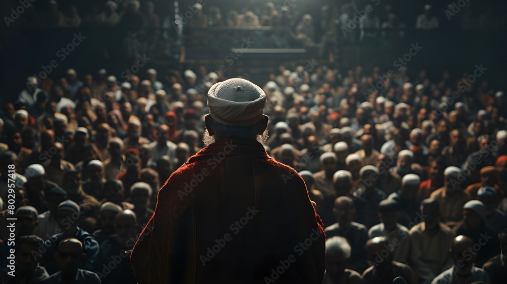 muslim Imam giving sermon, Khutba, jummah prayer. muslim leadership ...