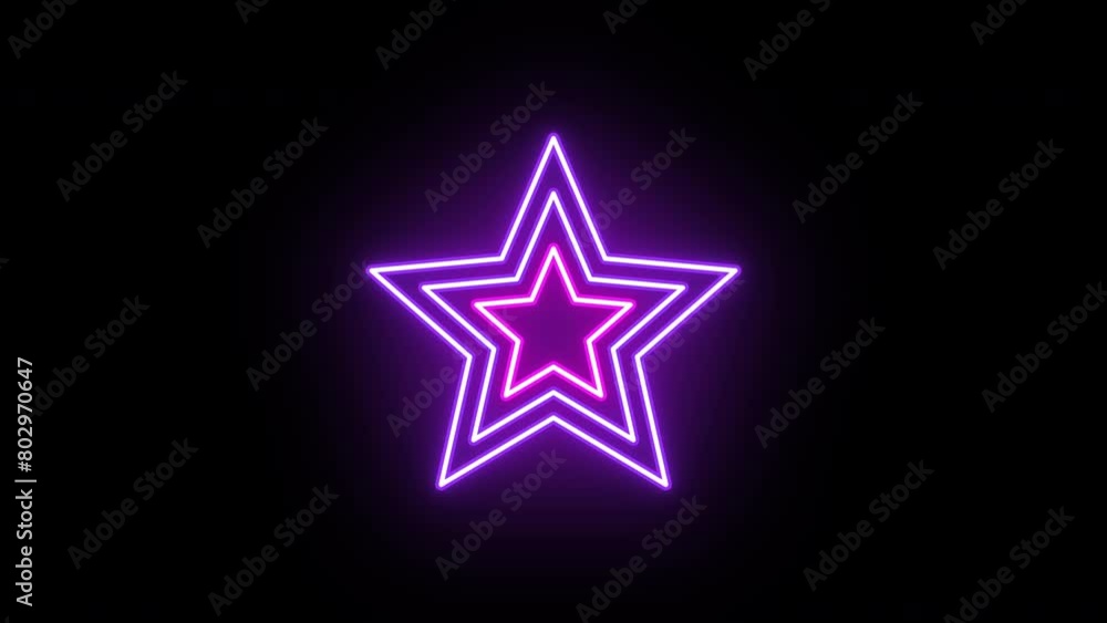 Vidéo Stock Neon star icon animation, fast color jump. Glowing neon ...