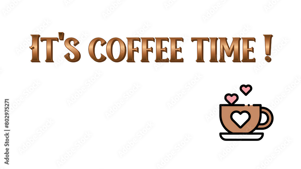 Coffee time. Quote isolated on transparent background. PNG. Cup with a ...