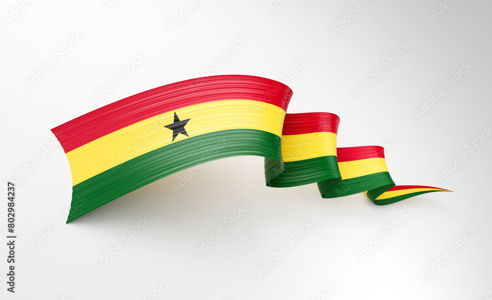 3d Flag Of Ghana 3d Shiny Waving Twisted Ribbon Flag Isolated On White ...