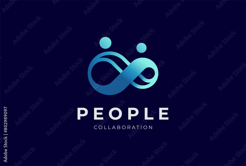 People logo design, human with infinity icon combination, people Logo ...